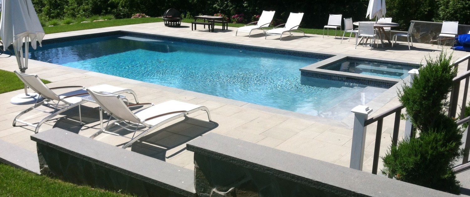 Pool, Overflow Spa, & Stone Patio in Wainscott – Patricks Pools | Long ...